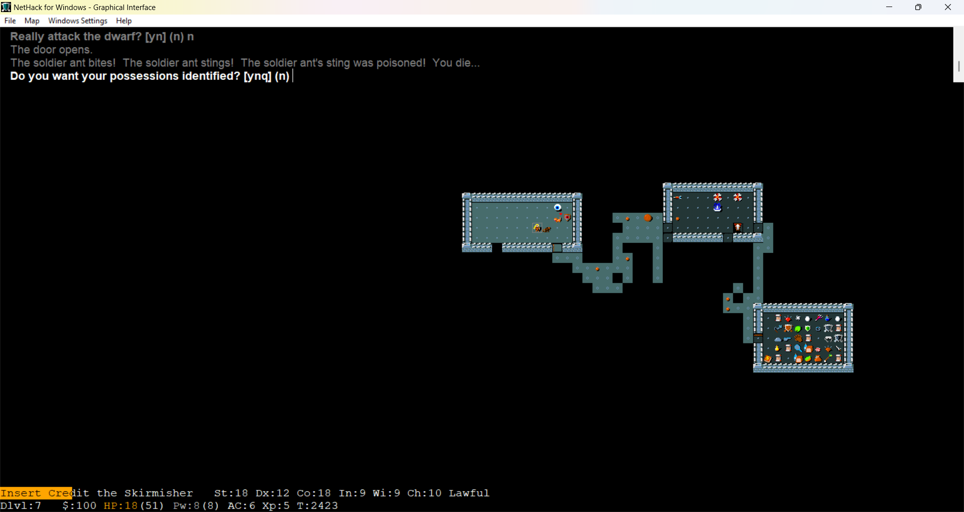 Feb '25 Monthly Game Club - Nethack 3.6.7 - clubs - insert credit